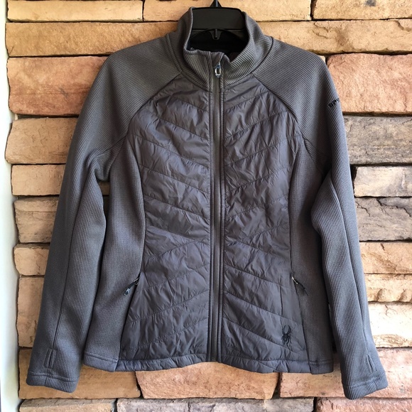 Spyder | Jackets & Coats | Spyder Mineral Gray Hybrid Full Zip Jacket ...